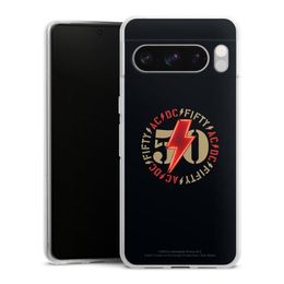 DeinDesign Handyhülle ACDC 50 Jahre POWER UP POWER UP EMBLEM ACDC, Google Pixel 8 Pro Silikon Hülle Bumper Case Handy Schutzhülle, weiß, transparent