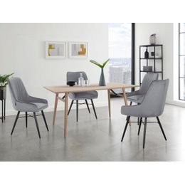 loft24 Esszimmerstuhl Nikita (Set, 2 St), Polsterstuhl mit Armlehne, grau
