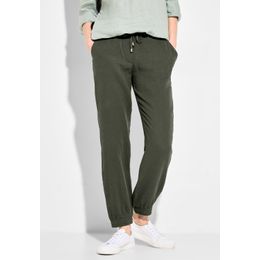 Jogginghose Cecil "Tracey Musseline" Gr. XL (44), Länge 28, grün (cool khaki) Damen Hosen Freizeithosen