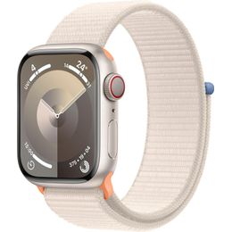 Smartwatch Apple "Watch Series 9 GPS + Cellular 41mm Aluminium" Smartwatches beige (polarstern) Fitness-Tracker