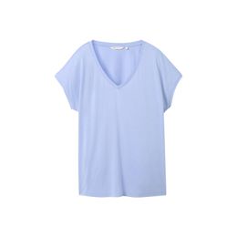 Tom Tailor Denim Damen Fließendes T-Shirt, blau, Uni, Gr. XL