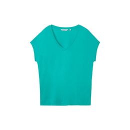 Tom Tailor Denim Damen Fließendes T-Shirt, grün, Uni, Gr. XXL