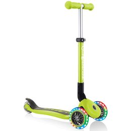 Dreiradscooter Globber "JUNIOR FOLDABLE LIGHTS, mit Leuchtrollen" Scooter grün (limettengrün)