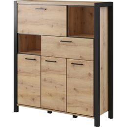 Highboard Helvetia "Aktiv" Sideboards Gr. B/H/T: 120 cm x 140 cm x 41 cm, taurus-schwarz matt, 1, braun (taurus) Highboards