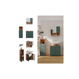VICCO Badm&ouml;bel-Set Irma Eiche Gr&uuml;n 4-teilig Midischrank 95 cm Waschbeckenschrank 60 cm