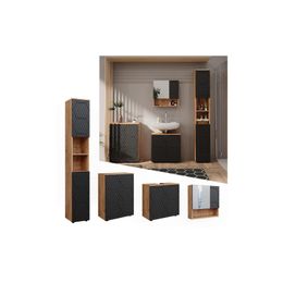 VICCO Badm&ouml;bel-Set Irma Eiche Anthrazit 4-teilig Hochschrank Kommode