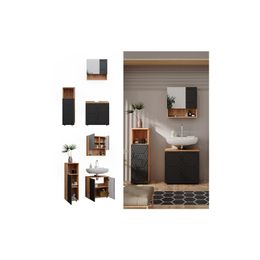 VICCO Badm&ouml;bel-Set Irma Eiche Anthrazit 4-teilig Midischrank 95 cm Waschbeckenschrank 60 cm