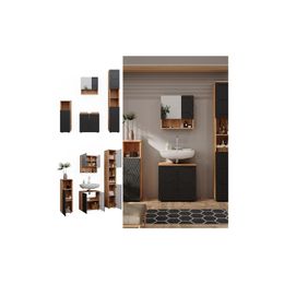 VICCO Badm&ouml;bel-Set Irma Eiche Anthrazit 4-teilig Hochschrank Midischrank 95 cm