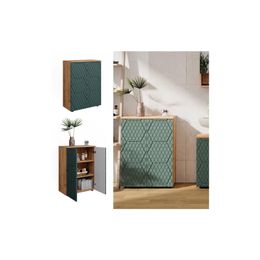 VICCO Badschrank Irma Eiche Gr&uuml;n 60 x 81 cm Badezimmer
