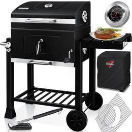 Kesser® Grill Grillwagen XXL Holzkohlegrill mit Deckel, Rädern, Edelstahl-Griff, Grillrost und Thermometer Holzkohle kohlegrill Wagen groß Kohle BBQ Barbeque Camping, Terrasse, Garten