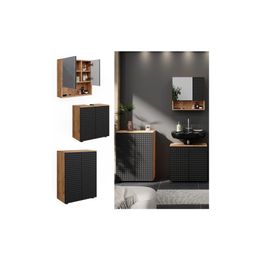 VICCO Badm&ouml;bel-Set Irma Eiche Anthrazit 3-teilig Kommode Waschbeckenschrank 60 cm