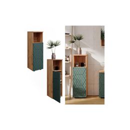 VICCO Midischrank Irma Eiche Gr&uuml;n 30 x 95 cm Badezimmer
