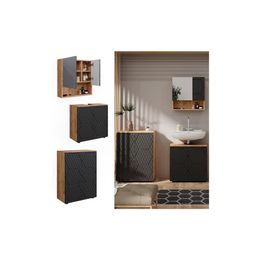 VICCO Badm&ouml;bel-Set Irma Eiche Anthrazit 3-teilig Kommode Waschbeckenschrank 60 cm