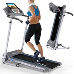 KINETIC SPORTS Elektrisches Laufband KST2700FX, Klappbares Laufband f&uuml;r Zuhause bis 10 km/h - Kraftvoller 1PS Motor, Tablet-Halterung, 12+1 Programme, LCD-Display, bis 120 kg Standard