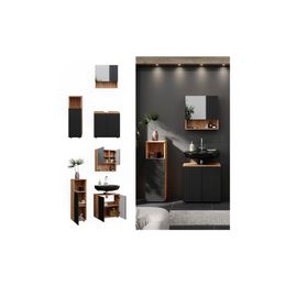 VICCO Badm&ouml;bel-Set Irma Eiche Anthrazit 4-teilig Midischrank 95 cm Waschbeckenschrank 60 cm