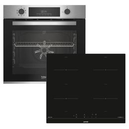 Beko Backofen-Set CoolDoor mit Gorenje Induktionskochfeld PowerBoost