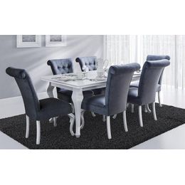Deine Möbel 24 Essgruppe LUISE Tischgruppe Glamour Tisch mit 6 Stühlen Esszimmer