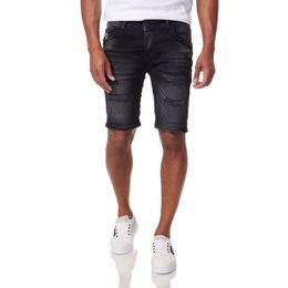 Denim House Caprijeans Herren Jeans Short Kurzehose Denim Bermuda mit Stretch Schwarz W34