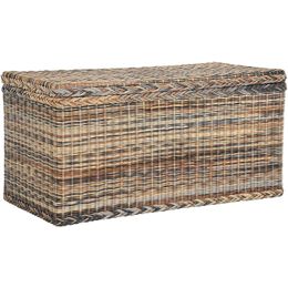 Krines Home Truhe Große Rattantruhe MAX Wäschetruhe mit Deckel Natur Rattan Truhe