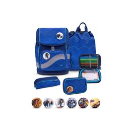 Belmil Rucksack Rucksack Smarty Plus Premium Schulranzen Set 5-t. Estate Blue Tasche