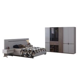JVmoebel Schlafzimmer-Set Schlafzimmer Set Luxus Design Bett 2x Nachttisch Kleiderschrank 4tlg