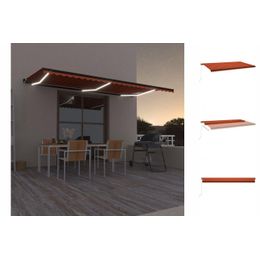 vidaXL Markise Gelenkarmmarkise Einziehbar mit LED 600x350 cm Orange und Braun