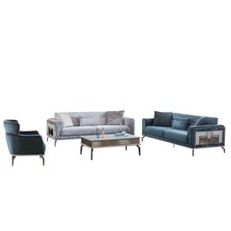 JVmoebel Wohnzimmer-Set Designer Sofagarnitur 4tlg. Couch Sofa Set 3 Sitzer Sessel Couchtisch