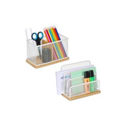 Relaxdays Schreibtischaufsatz 2-teiliges Schreibtisch Organizer Set