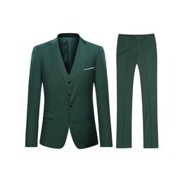 Allthemen Anzug (3 tlg, Sakko & Weste & Hose) Herren modischer Anzug Slim Fit