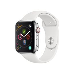 Apple Watch (Series 4) 2018 GPS + Cellular 44 mm - Rostfreier Stahl Silber - Sportarmband Weiß