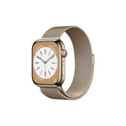 Apple Watch (Series 8) 2022 GPS + Cellular 45 mm - Rostfreier Stahl Gold - Milanaise Armband Gold