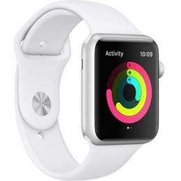 Apple Watch (Series 3) 2017 GPS 42 mm - Aluminium Silber - Sportarmband Weiß