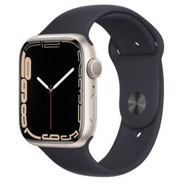 Apple Watch (Series 7) 2021 GPS 45 mm - Aluminium Polarstern - Sportarmband Schwarz