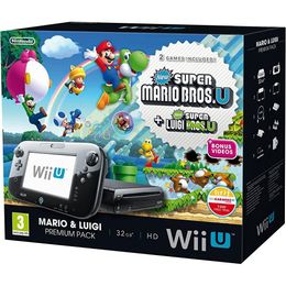 Nintendo Wii U Premium 32GB - Schwarz + Super Mario Bros + Super Luigi