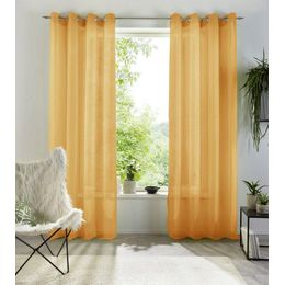 Gardine XANA, my home, Ösen (1 St), transparent, Polyester, Voile, Bestseller, einfarbig, 1 Schal, pflegeleicht, unifarben, goldfarben