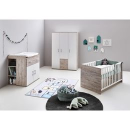 Lüttenhütt Babyzimmer-Komplettset LÜTTENHÜTT "Rieke" Gr. mit Flachgitter, B/H: 70 cm x 140 cm, weiß (eiche sand nb, weiß) Baby Schlafzimmermöbel-Sets Komplett-Babybetten