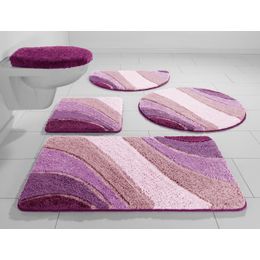 Badematte my home "Josie" Badematten Gr. rechteckig (80 cm x 150 cm), 1 St., Polyester, lila (purple) Gemusterte Badematten