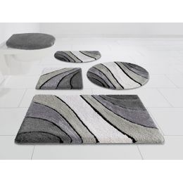 Badematte my home "Josie" Badematten Gr. 3-tlg. Stand-WC Set, 3 St., Polyester, grau (anthrazit) Gemusterte Badematten