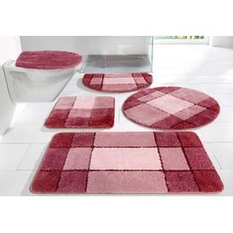 Badematte my home "Pia" Badematten Gr. 3-tlg. Stand-WC Set, 3 St., Polyester, rosa (rosé) Gemusterte Badematten