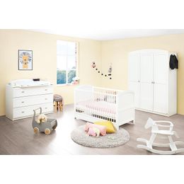 Babyzimmer-Komplettset Pinolino "Laura, breit groß" weiß Baby Schlafzimmermöbel-Sets Komplett-Babybetten