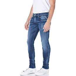 Slim-fit-Jeans Replay "ANBASS HYPERFLEX BIO" Gr. 30, Länge 32, blau (medium blue wi14) Herren Jeans Slim Fit