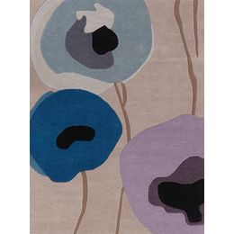 Teppich HEINE HOME Teppiche Gr. B/L: 60 cm x 120 cm, 20 mm, 1 St., grau (taupe, blau) Schurwollteppiche