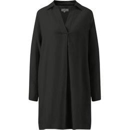 Fynch-Hatton® Leinenshirtkleid, V-Ausschnitt, knielang, für Damen, schwarz, 40