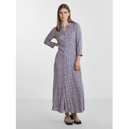 Hemdblusenkleid Y.A.S "YASSAVANNA LONG SHIRT DRESS" Gr. L (40), N-Gr, bluing aop:ditsy flower Damen Kleider Sommerkleider mit 34 Ärmel