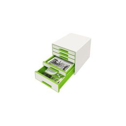 Leitz Schubladenbox wow cube 5 Schubladen din A4 Polystyrol Gehäusefarbe: weiß Farbe der Schublade: grün/weiß