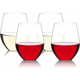 Hiasdfls - Weingläser aus 100 % Tritan-Kunststoff – recycelbare Weinbecher aus Kunststoff – bruchsichere stiellose Glaswaren – Set mit 4 – 19 Oz –