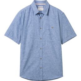 Tom Tailor Freizeithemd, Leinenanteil, Regular Fit, für Herren, blau, S