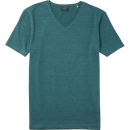OLYMP Casual T-Shirt, Leinenqualität, V-Ausschnitt, für Herren, grün, S