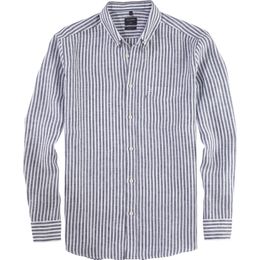 OLYMP Leinenhemd, Regular-Fit, aufgesetzte Brusttasche, für Herren, blau, XL