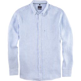 OLYMP Leinenhemd, Regular-Fit, aufgesetzte Brusttasche, für Herren, blau, M